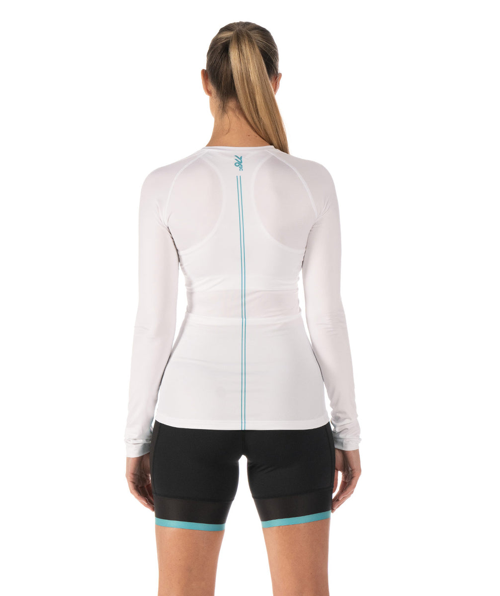 Women's Motion LS Base Layer - White/Capri – 776BC